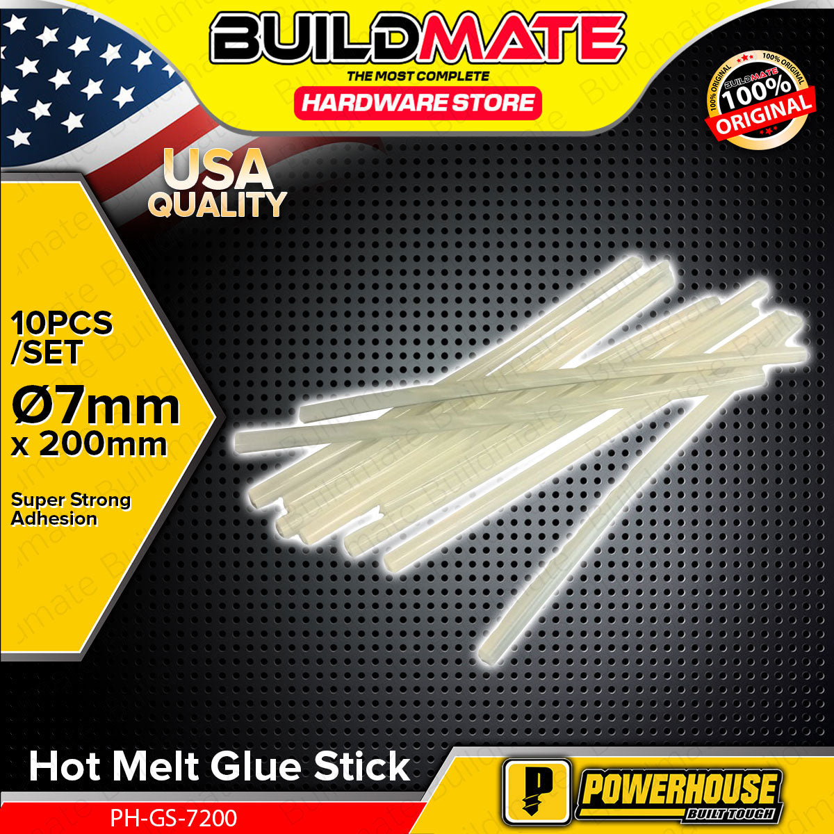 BUILDMATE Powerhouse 10pcs Glue Gun Stick Ø7x200mm / Ø11x200mm Hot Mel ...