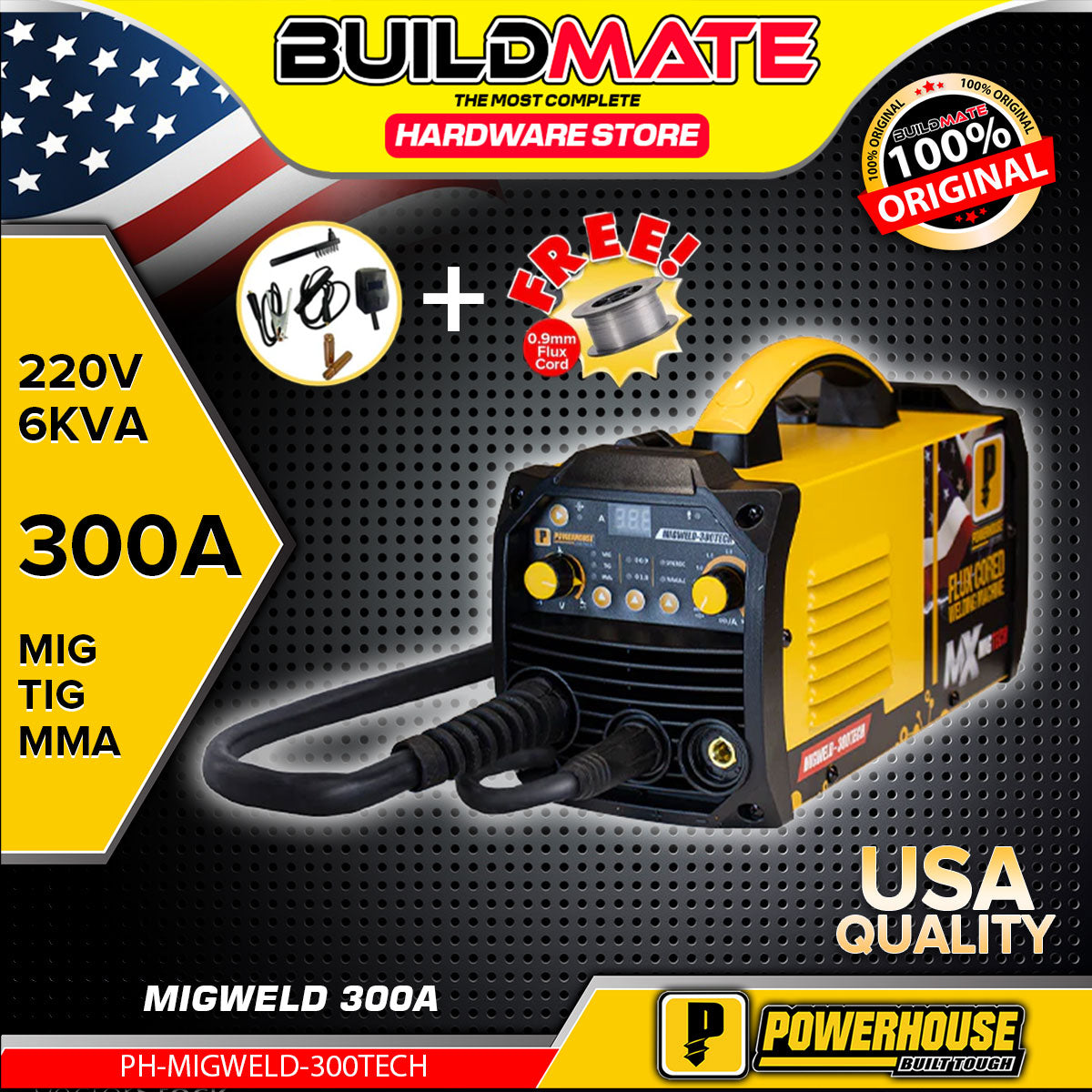 POWERHOUSE USA 300A Migweld Gasless Portable Inverter Welding Machine ...