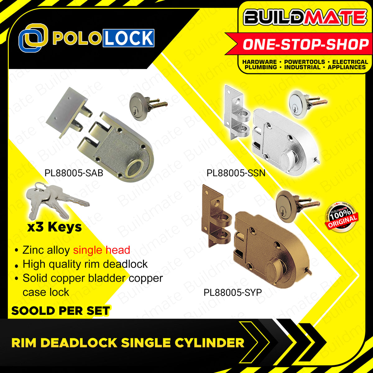 PLL Single Rim Deadlock Cylinder Dead Lock PLL88005-SYP •BUILDMATE ...