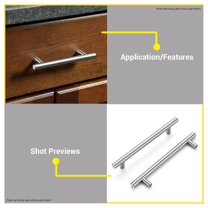 BUILDMATE Pololock Stainless Handle T-TYPE 4" Inch - 12" Inch for Cabi ...