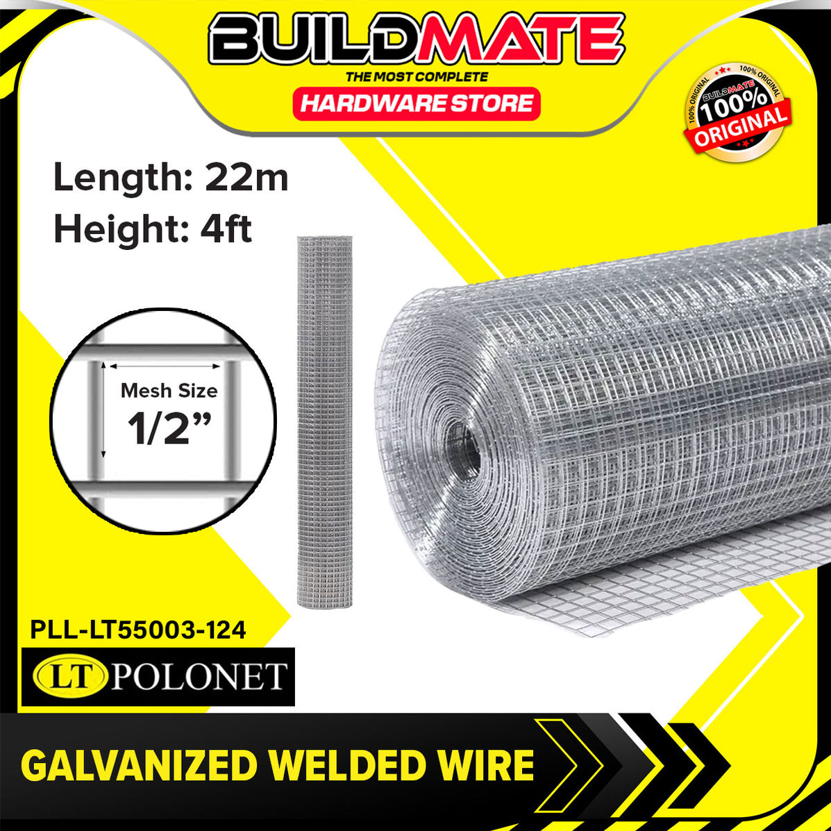 POLONET Galvanized Welded Wire Mesh Net 1/2 x 3 Feet 100% ORIGINAL / A ...