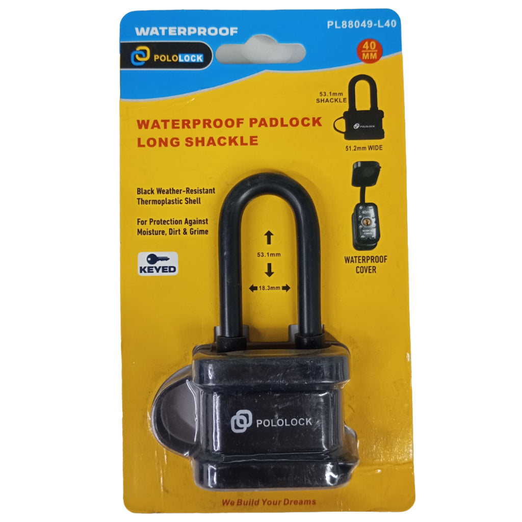 BUILDMATE x POLOLOCK Waterproof Padlock Long Shackle 40mm & 50mm | Wea ...