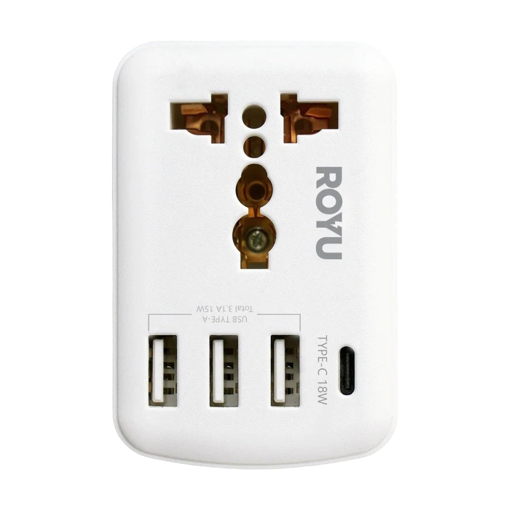 ROYU 250V Universal Adapter (International Outlet + 4 USB Port) - Whit ...