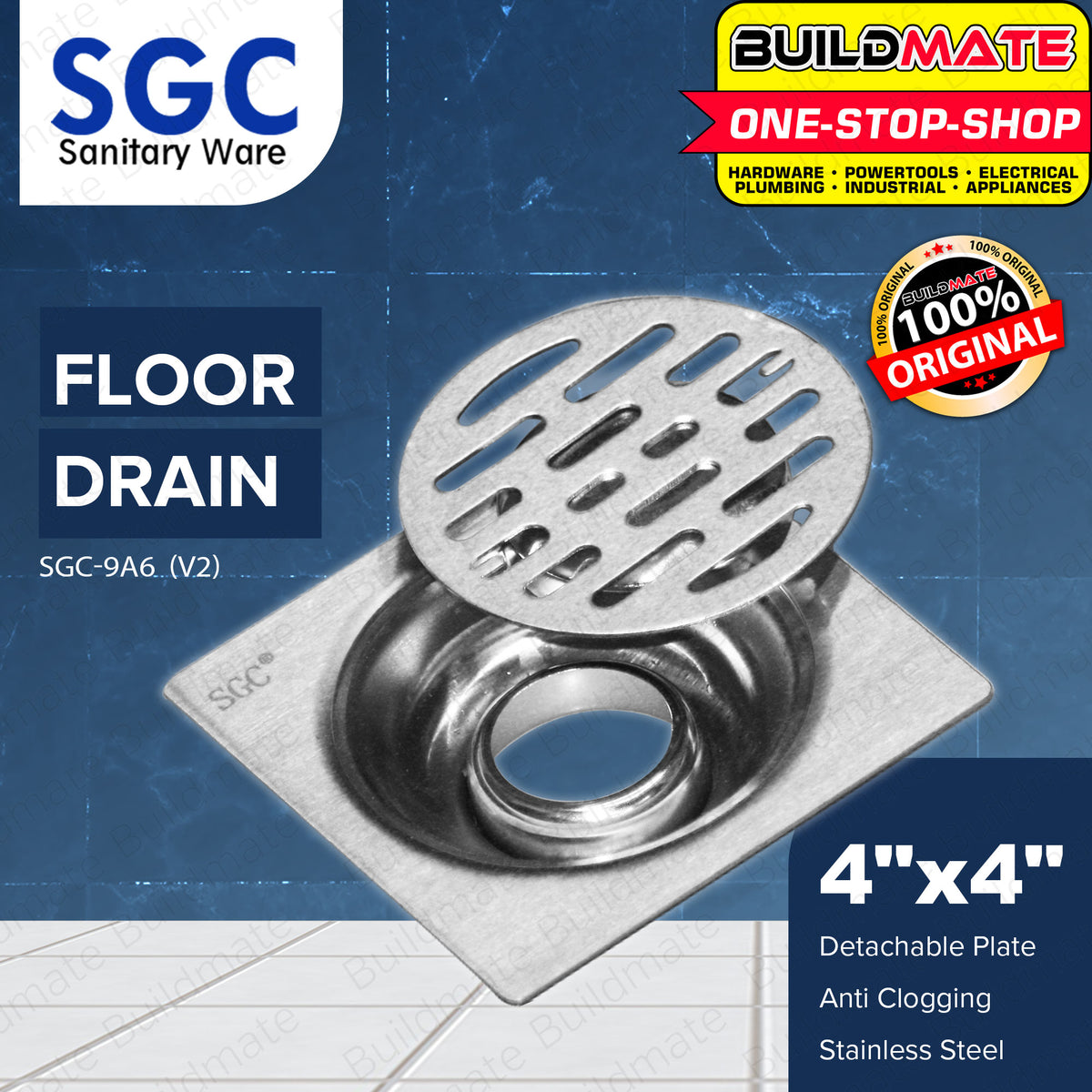 BUILDMATE SGC Floor Drain Strainer 4" x 4" Inch Modern Pattern Design ...
