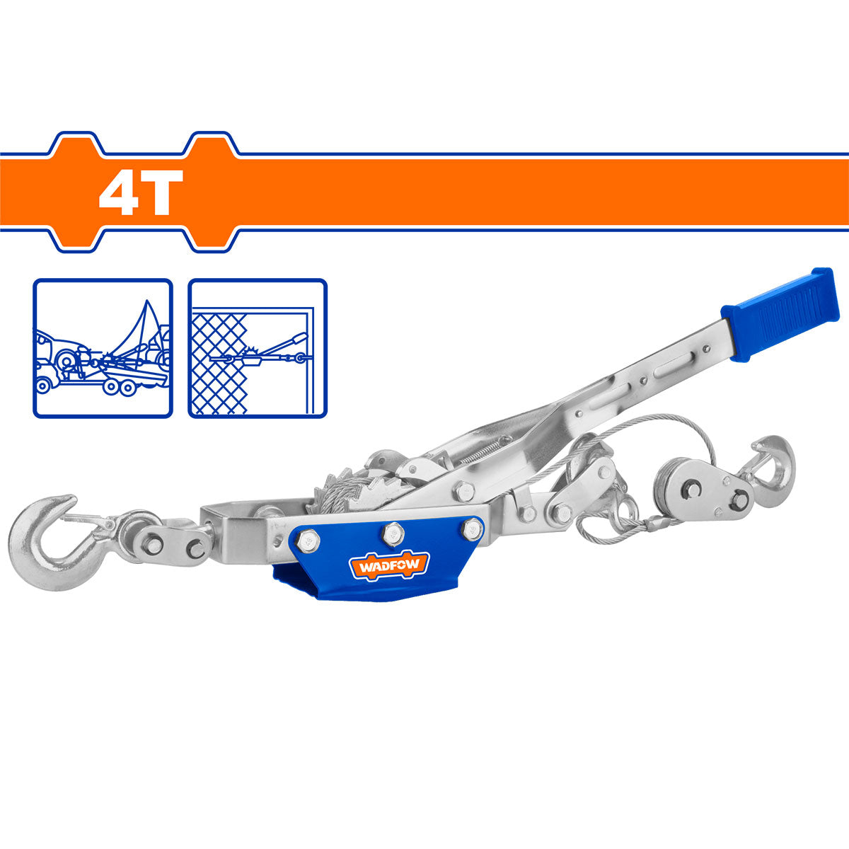 BUILDMATE Wadfow 4T Hand Winch Puller Wire Rope Ratchet Double Hook Li ...