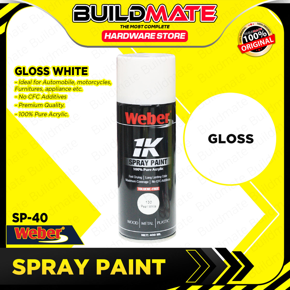 BUILDMATE Weber Auto Spray Paint 400ml Fast Drying Pure Acrylic Color ...