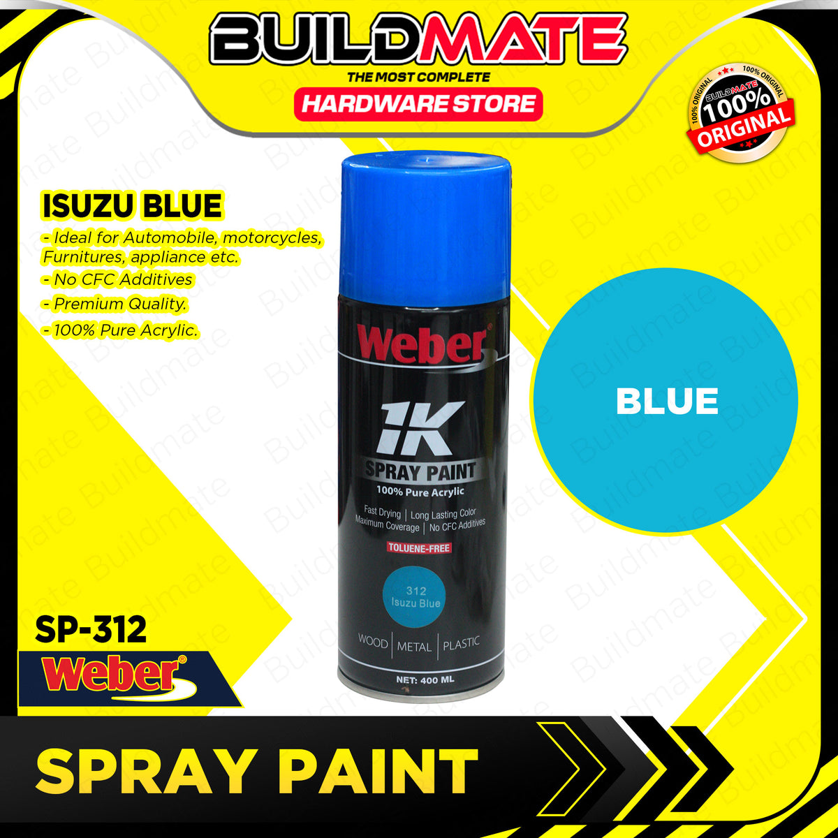BUILDMATE Weber / Bosny Auto Spray Paint 400ml Fast Drying Pure Acryli ...