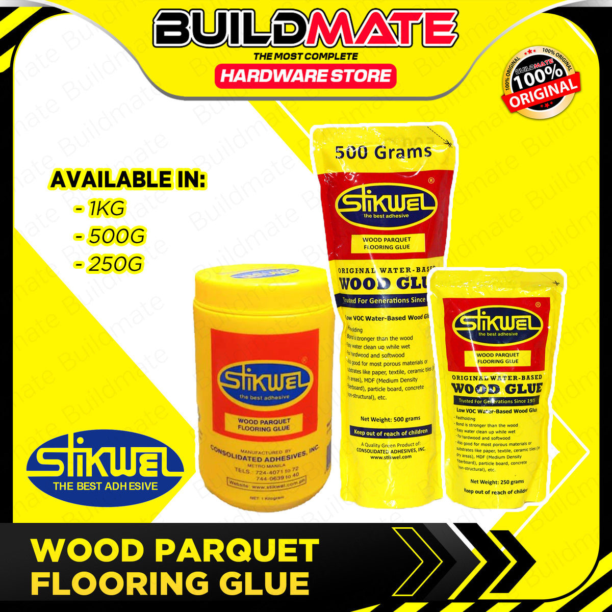BUILDMATE Stikwel Wood Parquet Flooring Adhesive Glue 250g / 500g / 1k ...