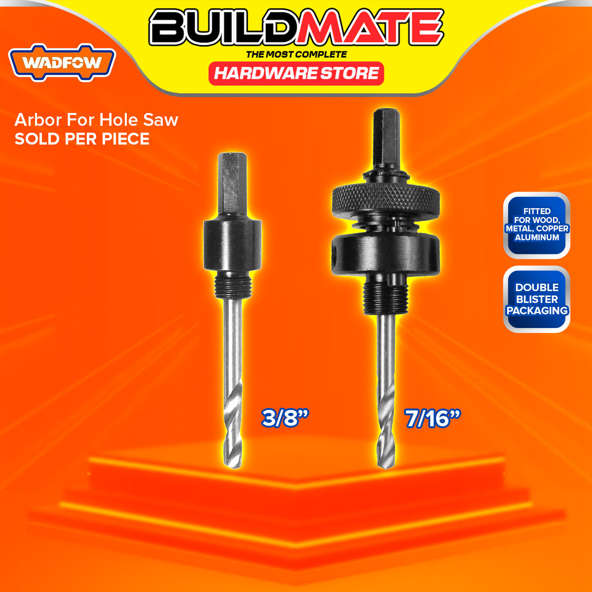 BUILDMATE Wadfow Arbor For Hole Saw 3/8" Inch - 7/16" Inch Hex Shank W ...