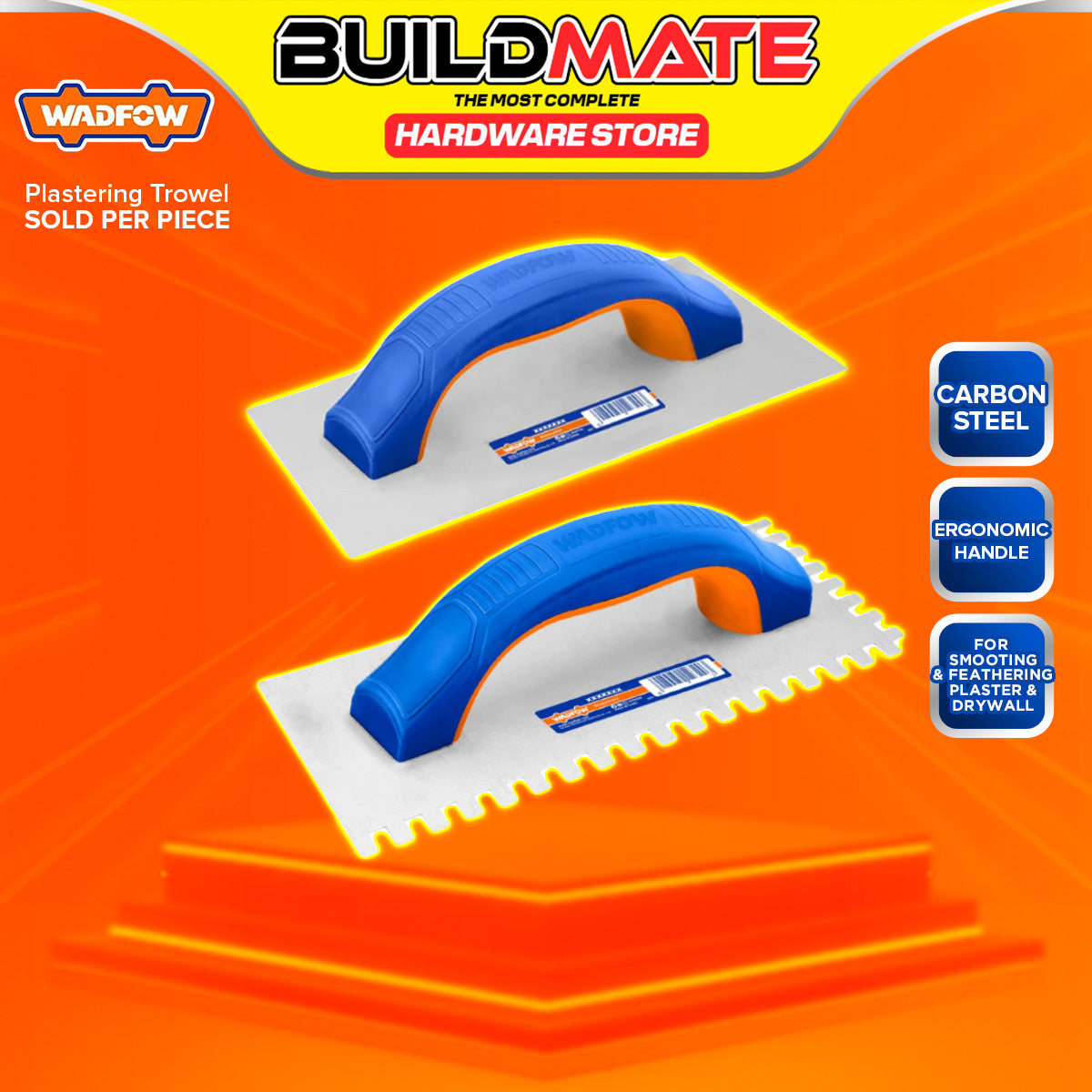 BUILDMATE Wadfow Plastering Trowel With / Without Teeth 230x100mm Maso ...