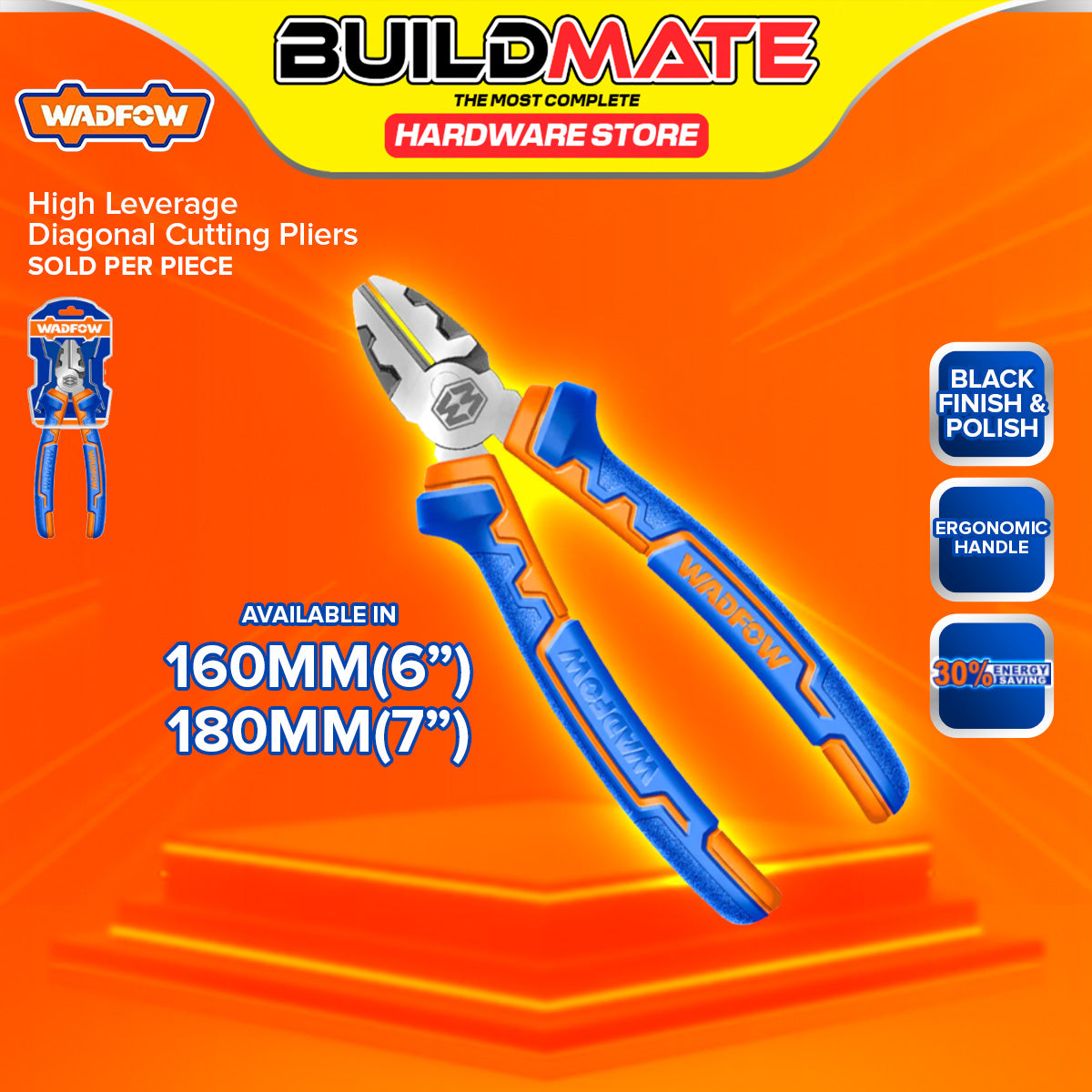 BUILDMATE Wadfow 6" - 7" Inch High Leverage Diagonal Cutting Pliers WP ...