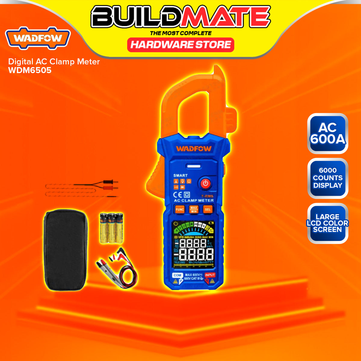 BUILDMATE Wadfow 600V 6000 Counts Digital AC Clamp Meter Multimeter Te ...