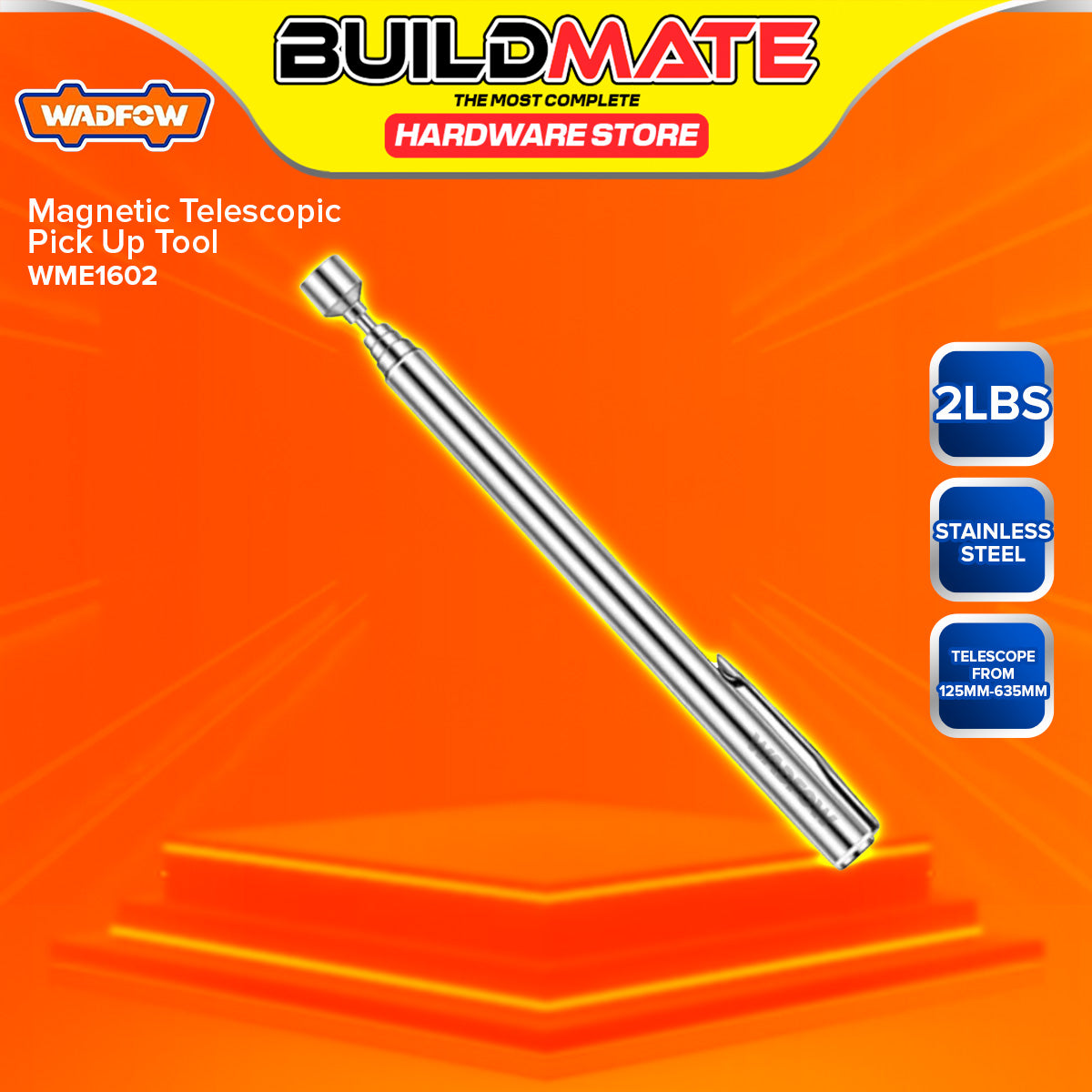 BUILDMATE Wadfow 2LBS Magnetic Telescopic Pick-Up Stainless Steel for ...
