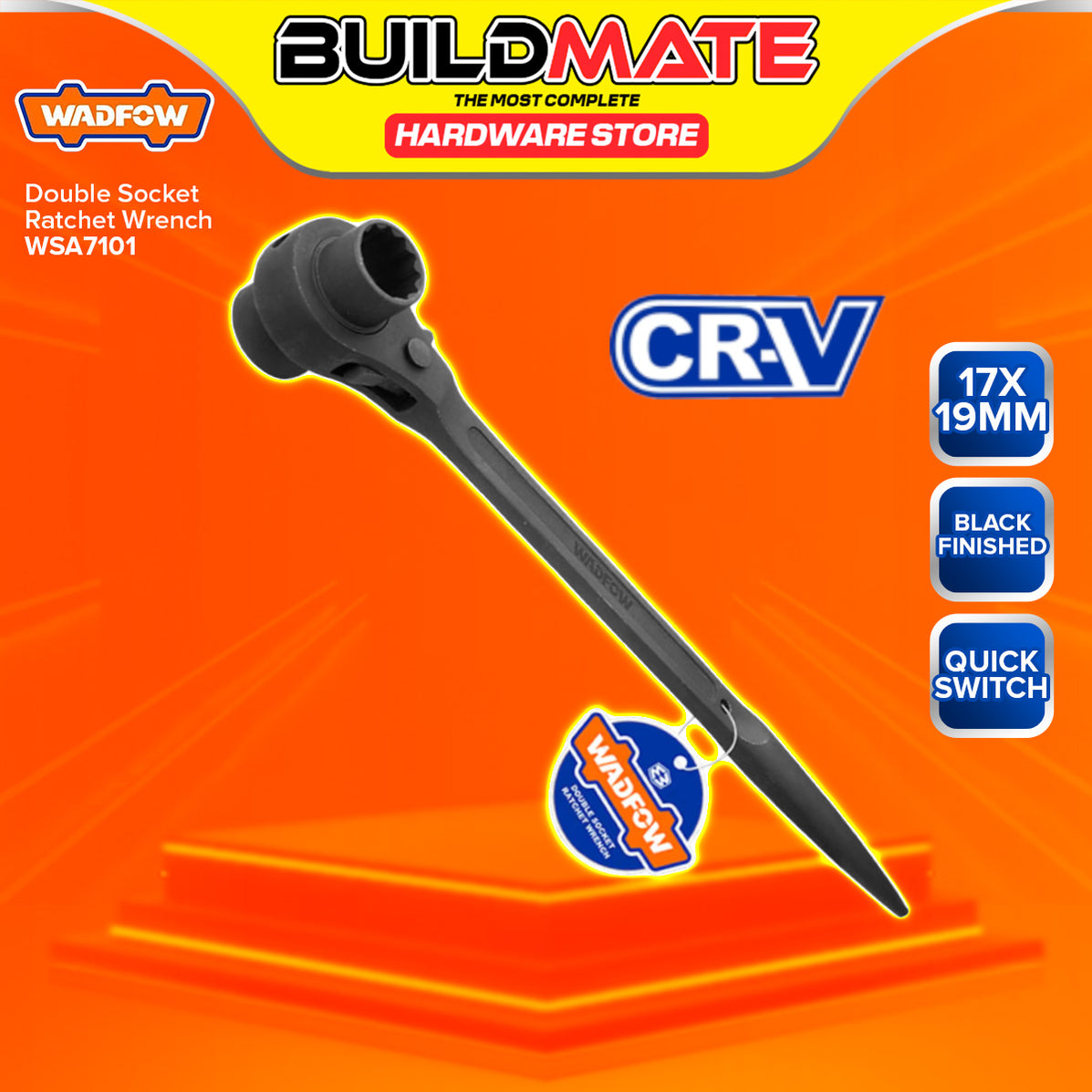 BUILDMATE Wadfow Double Socket Ratchet Wrench Black Finished Heat Trea ...
