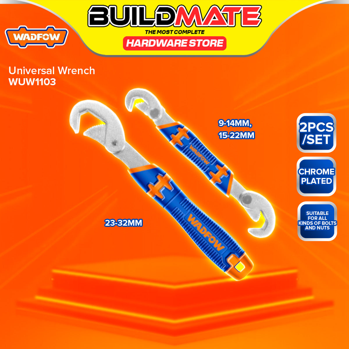 BUILDMATE Wadfow 2PCS/SET Universal Wrench Adjustable Multi-Function P ...