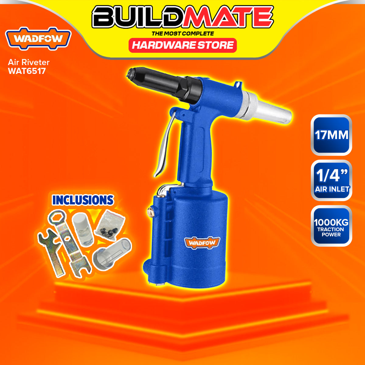 BUILDMATE Wadfow Air Riveter 17MM Working Stroke Pneumatic Air Rivet G ...