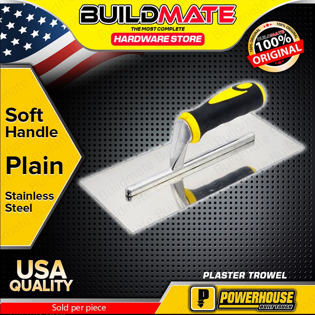 POWERHOUSE Stainless Steel Plastering Trowel Plain 260mmx110mm + FREE ...