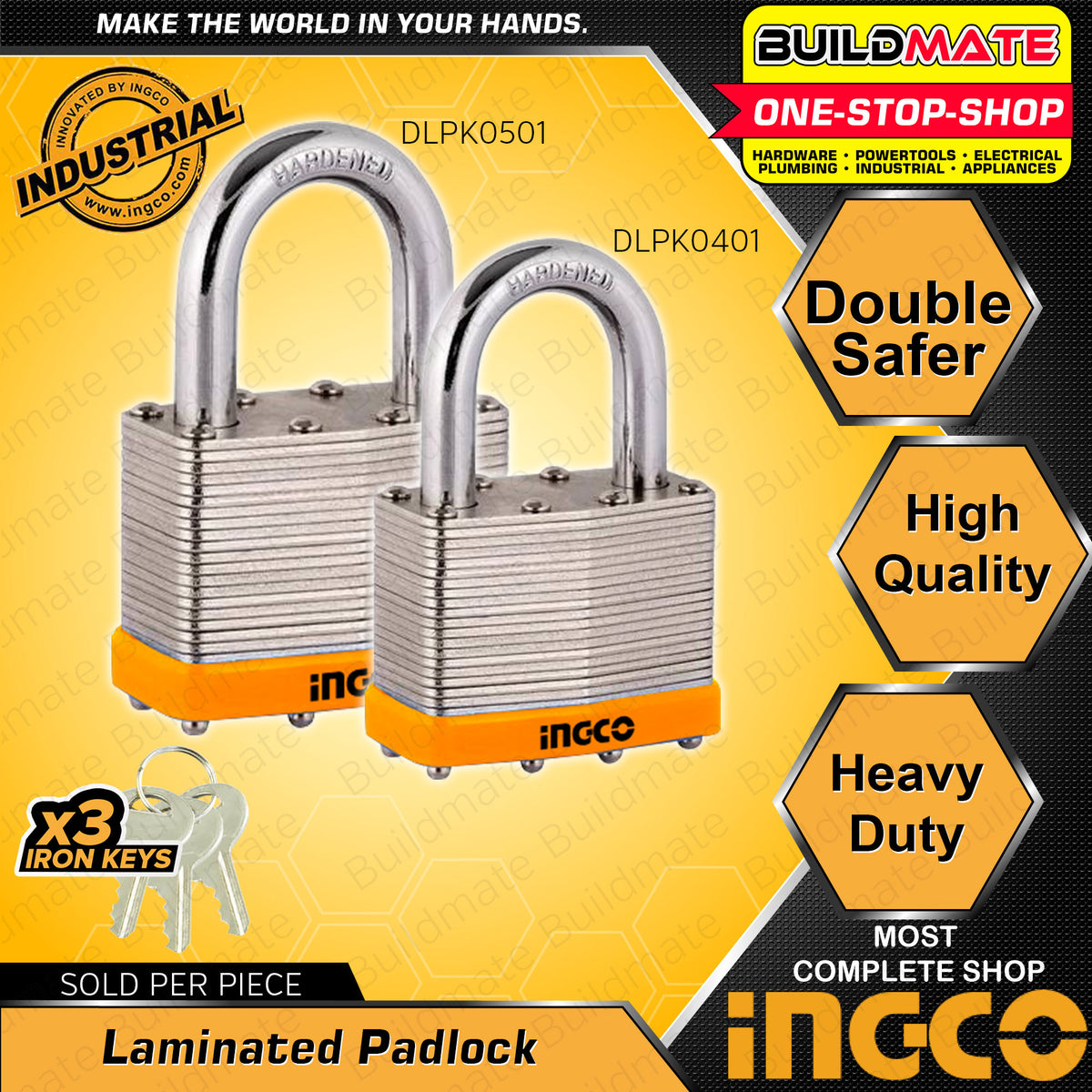 BUILDMATE Ingco Laminated Padlock 40MM | 50MM [SOLD PER SET] Laminate ...