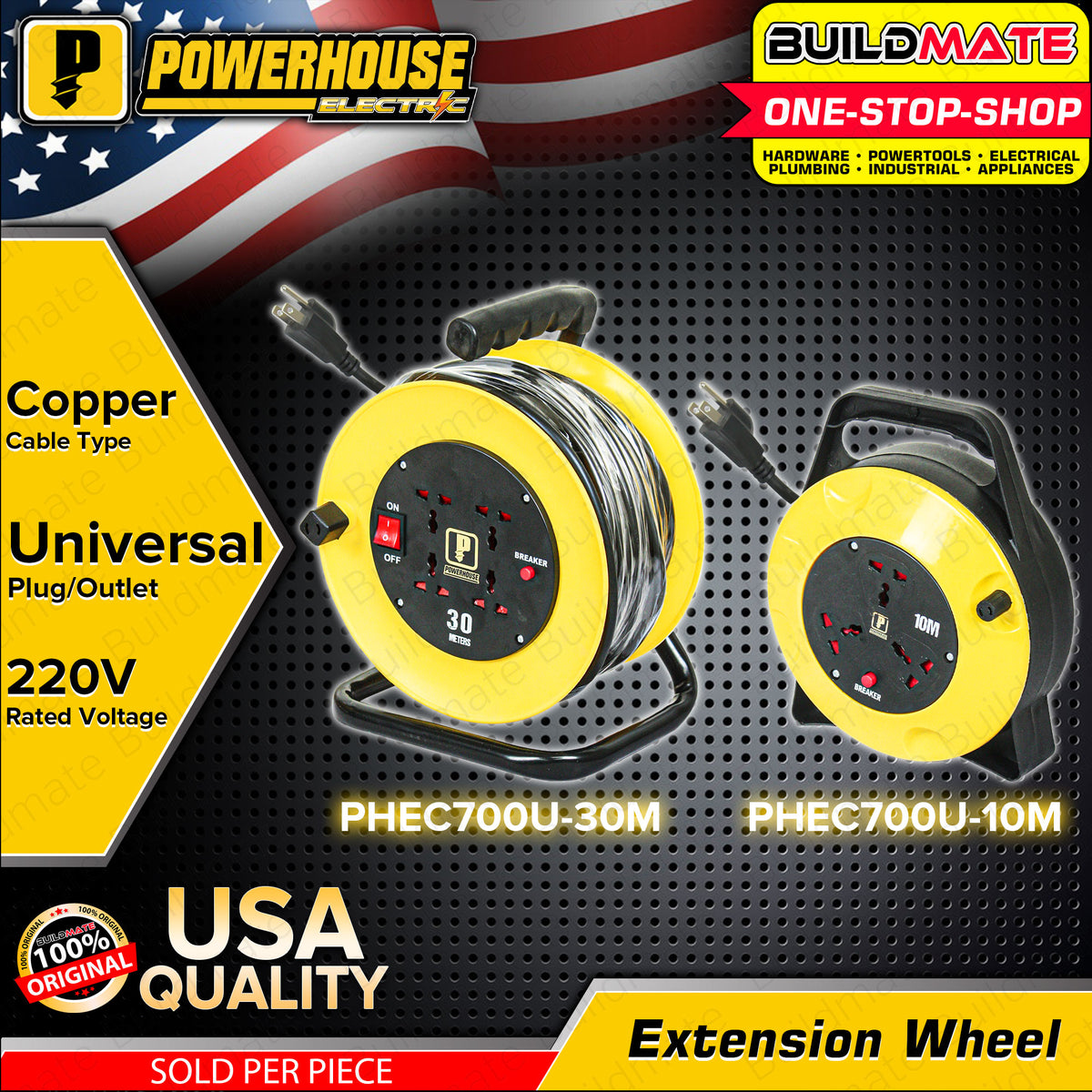 BUILDMATE Powerhouse Electric Extension Wheel 10M / 30M Universal Outl ...