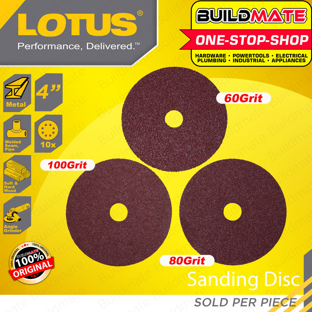 [10PCS] BUILDMATE Lotus Sanding Disc 4" Inch GRIT# 60 | 80 | 100 G100 ...