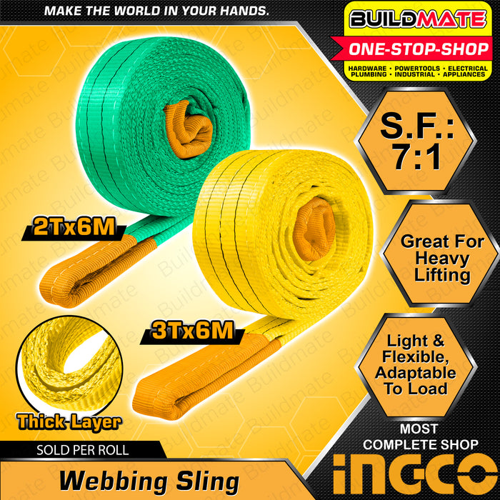 BUILDMATE Ingco Webbing Sling Belt 2T / 3T Heavy Duty Safety Lifting F ...