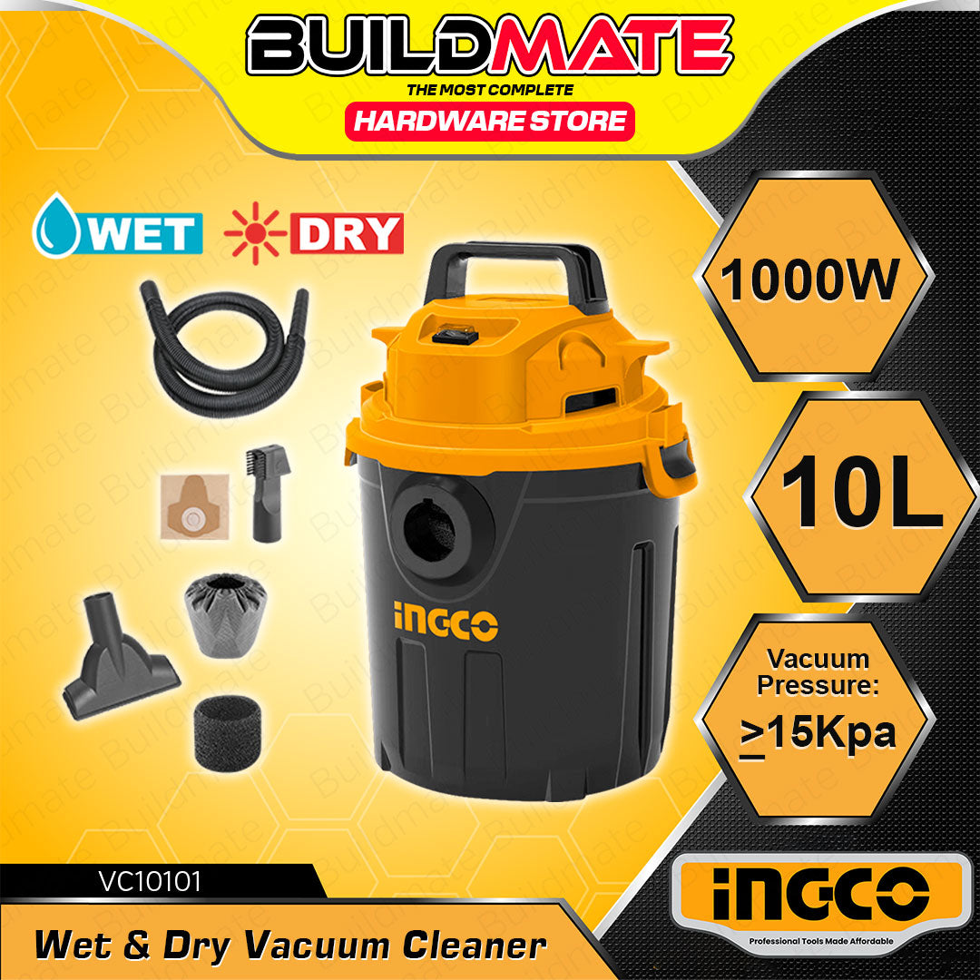 BUILDMATE Ingco Wet & Dry Vacuum Cleaner 10L 1000W With Thermo Fuse Ca ...