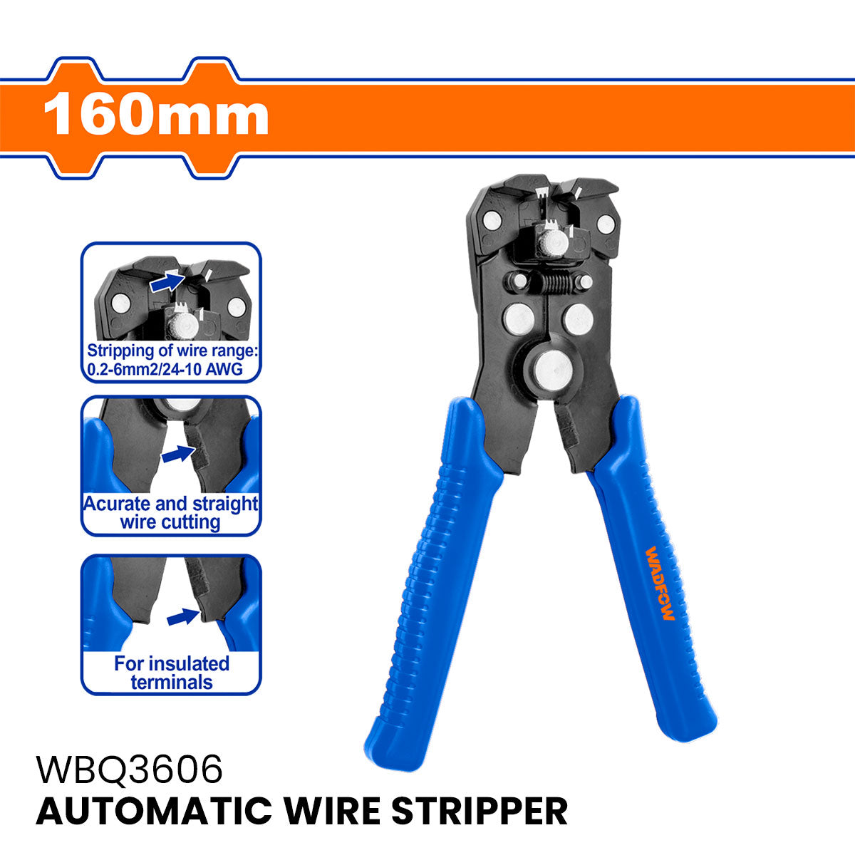 BUILDMATE Wadfow 160mm Automatic Wire Insulated Terminals Stripper 10A ...