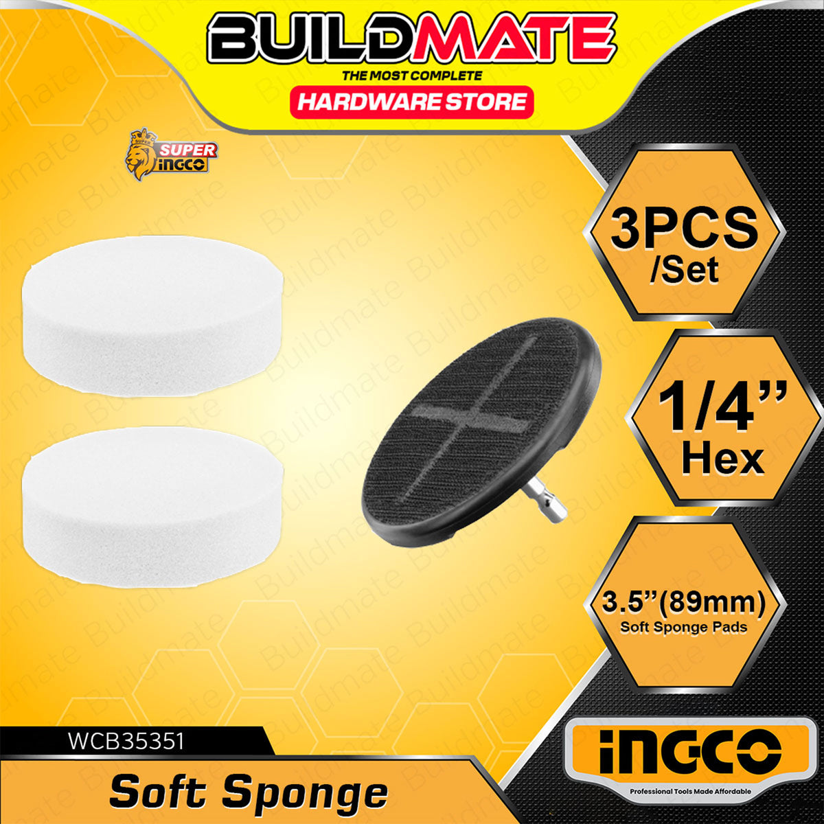BUILDMATE Ingco 3PCS/SET Quick Change Cleaning Set / Kit Soft Sponge P — Buildmate