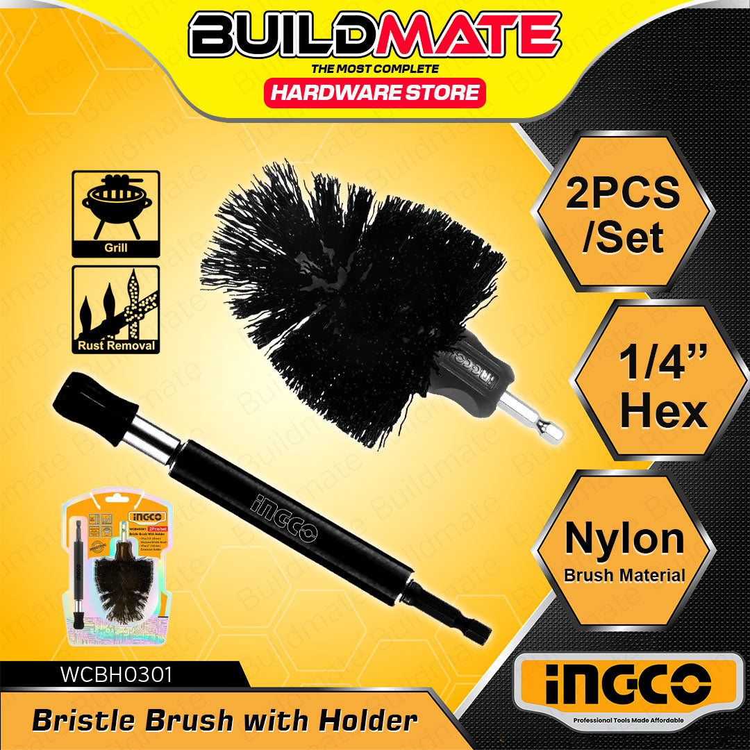 BUILDMATE Ingco Abrasive Bristle Brush with Extension 3.5" Inch Nylon ...