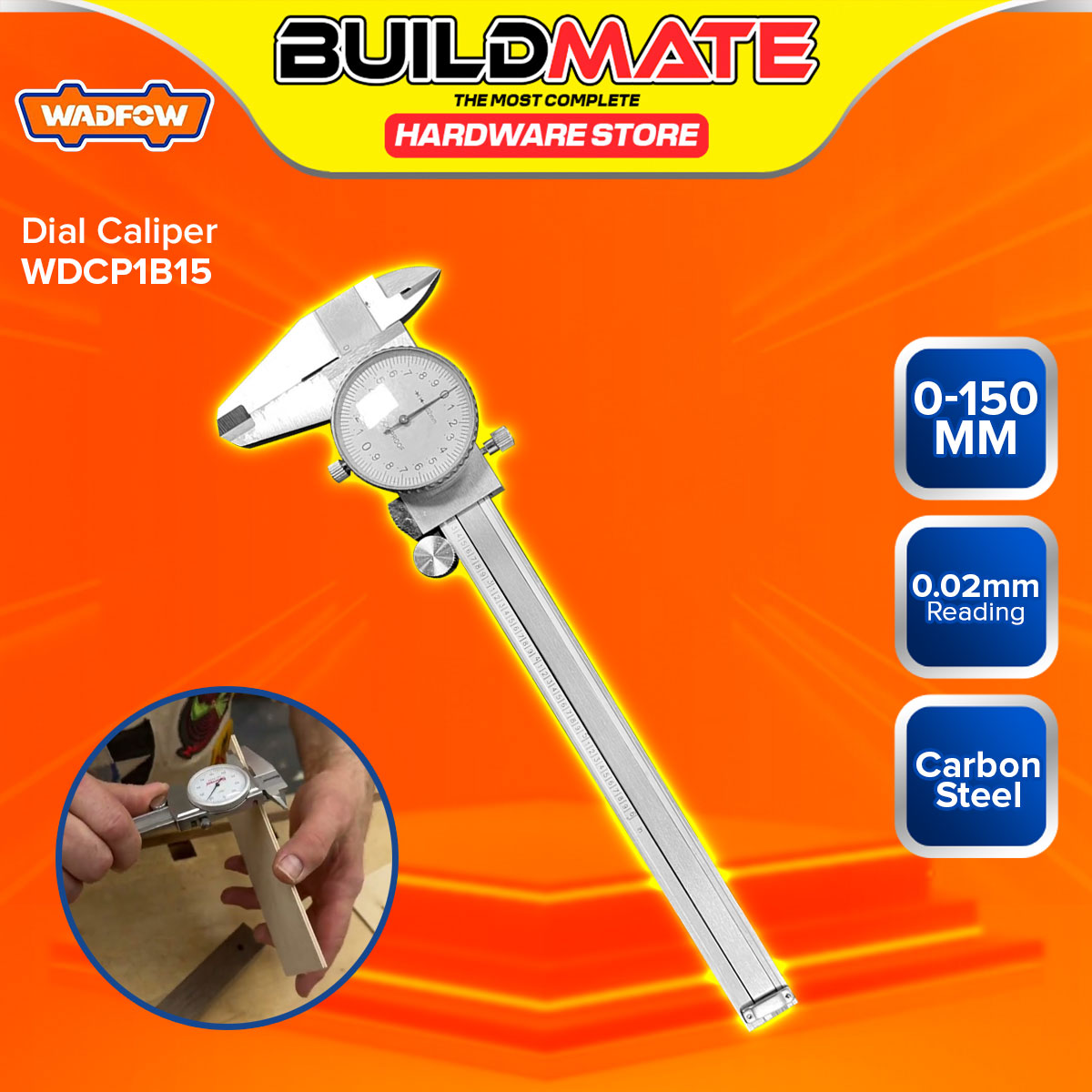 BUILDMATE Wadfow Dial Caliper 0-150mm / 0-200mm Manual Metric Measurem ...