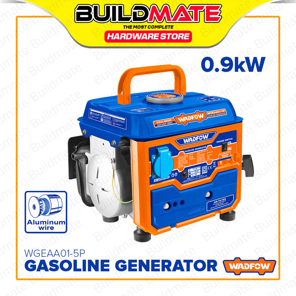 BUILDMATE Wadfow 2-Stroke Gasoline Generator 900W Emergency Power Supp ...