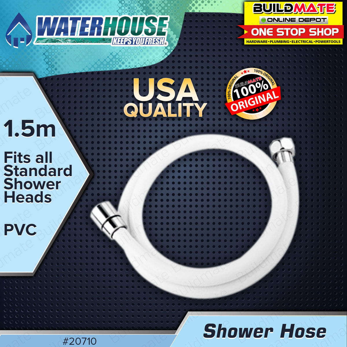 WATERHOUSE by POWERHOUSE Shower Hose 1.5m PVC #20710 •BUILDMATE• PHWH ...
