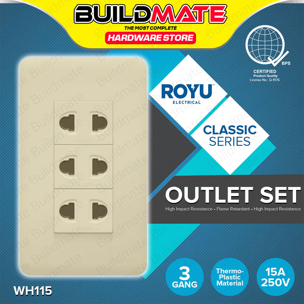 BUILDMATE Royu Classic Series Electrical Power Plate Set 1 2 3 Gang Du ...