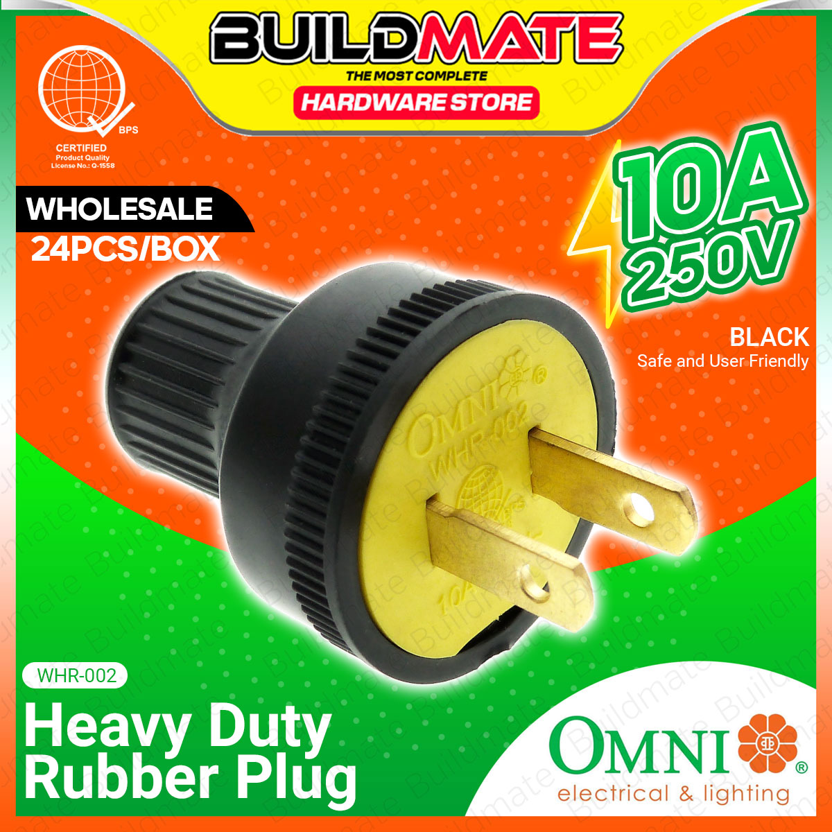 [WHOLESALE] BUILDMATE Omni 24PCS/BOX Heavy Duty Rubber Plug Black 10A ...
