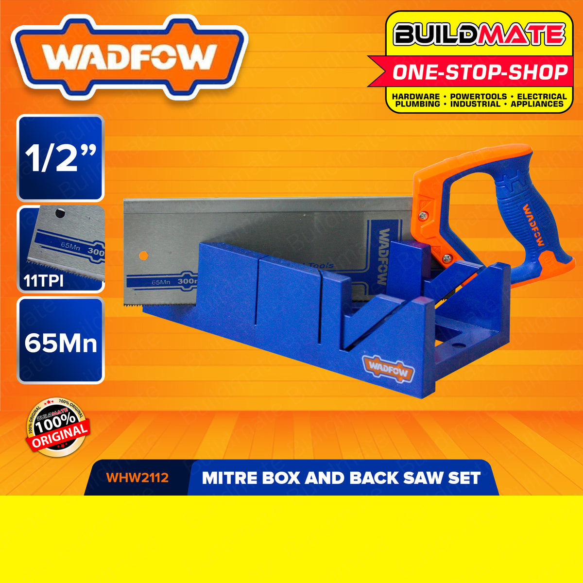 BUILDMATE Wadfow Mitre Box and Back Saw Set 12" Inch 11TPI Wood Cuttin ...