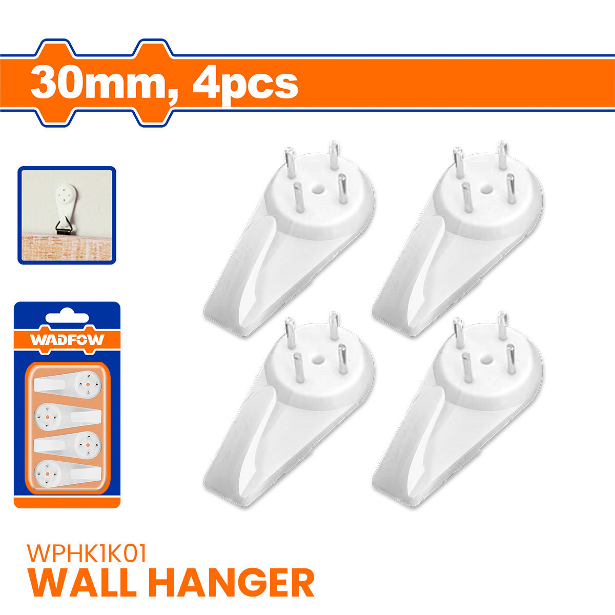 BUILDMATE Wadfow 4pcs ABS Wall Hanger 30mm Wall-Mounted Plastic Hooks ...