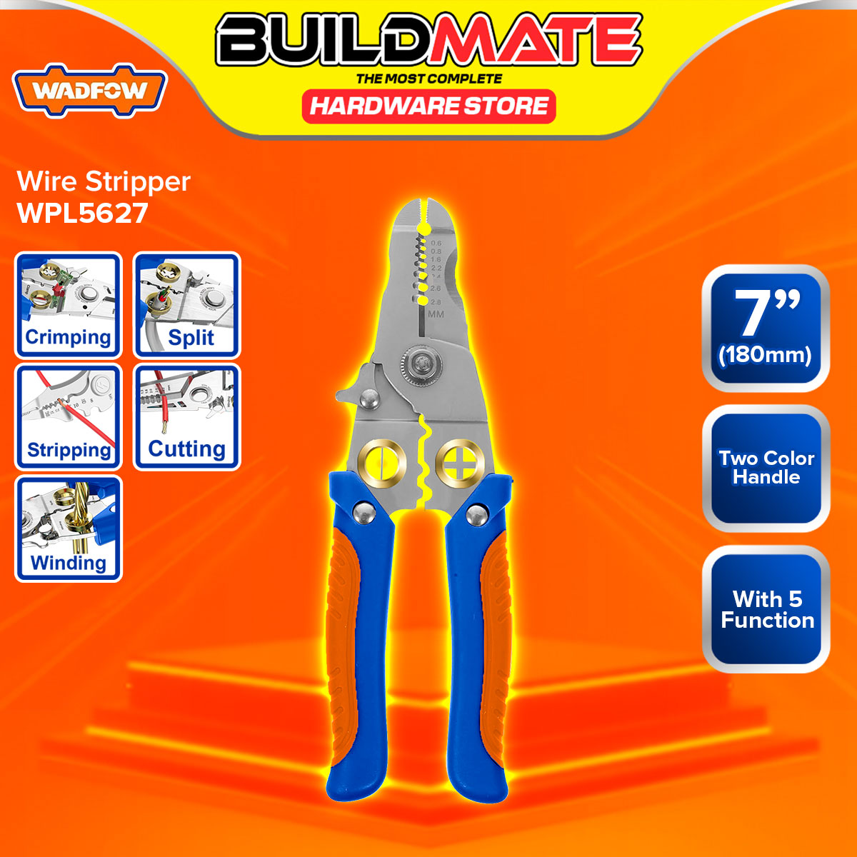 BUILDMATE Wadfow Wire Stripper 180mm Multi-Function Cable Wire Strippi ...
