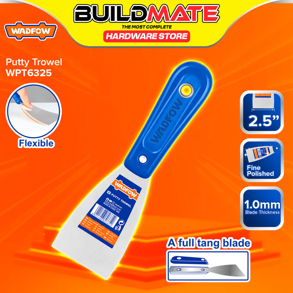 BUILDMATE Wadfow Putty Trowel 1.5" - 6" Filling Joint Spackle Putty Dr ...