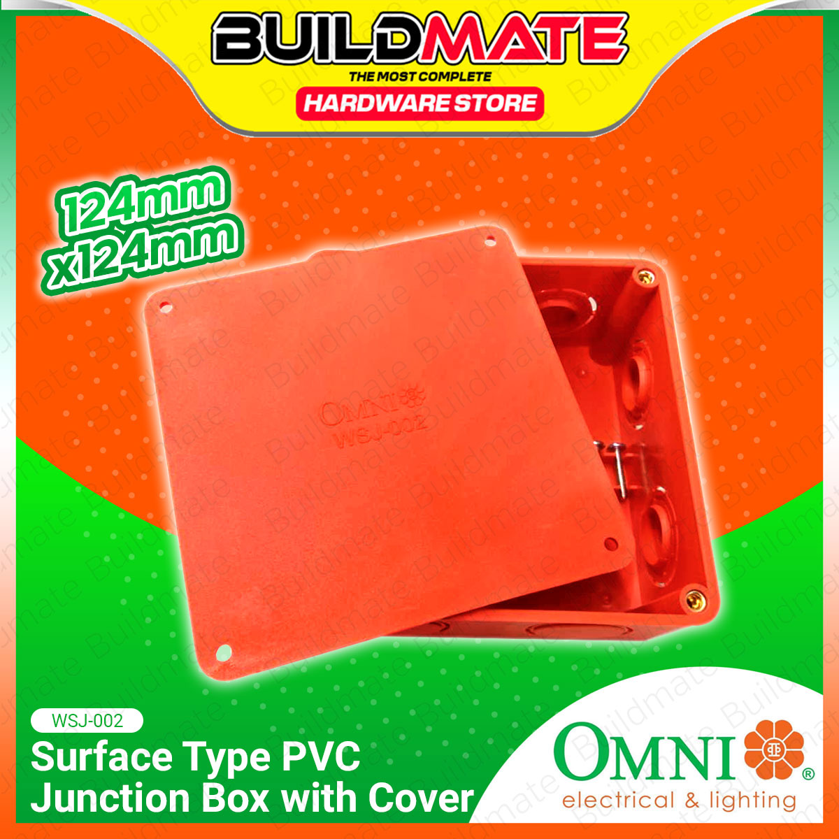 BUILDMATE Omni Surface Type PVC Junction Pull Box with Cover 124mm x 1 ...