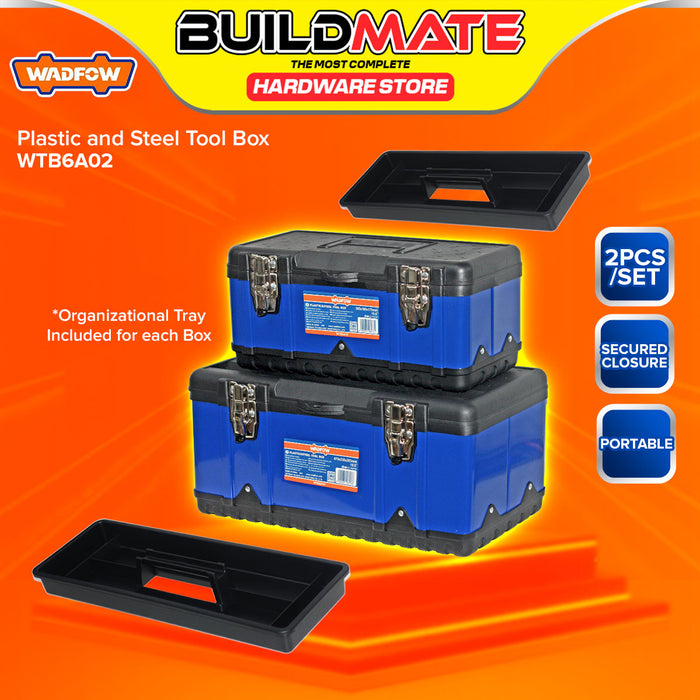 BUILDMATE Wadfow 2pcs Plastic & Steel Tool Box Set 15.5" & 18.5" Inch — Buildmate