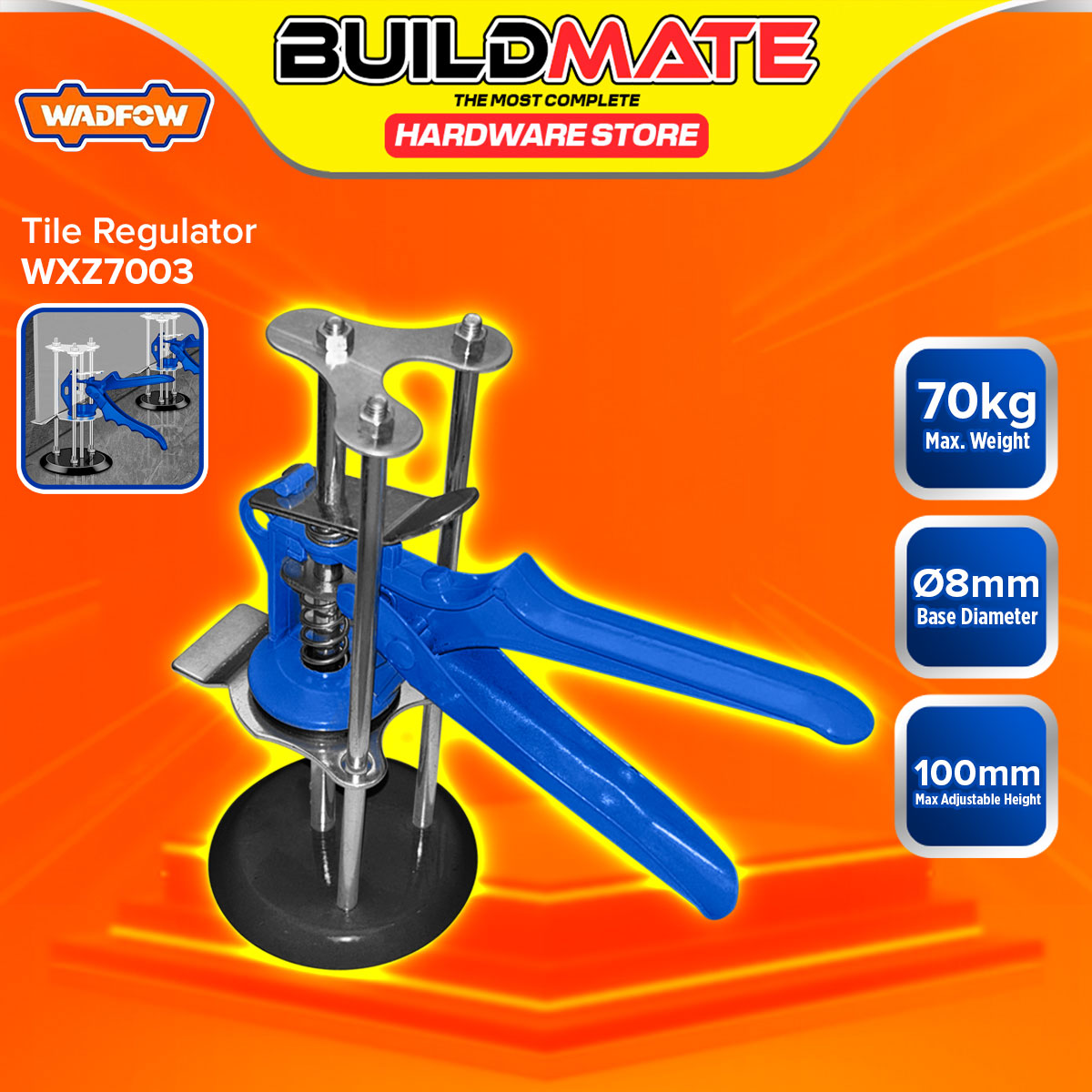 BUILDMATE Wadfow Tile Regulator 70kg 3-Pole Steel Leveling Adjustable ...