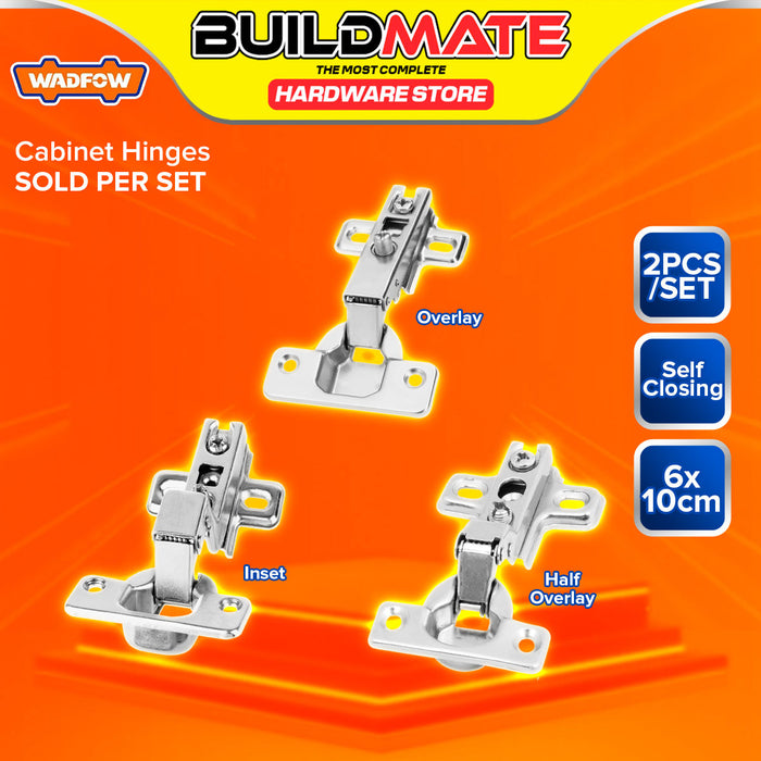BUILDMATE Wadfow Cabinet Hinges 6x10cm Inset Half Overlay Self Closing ...