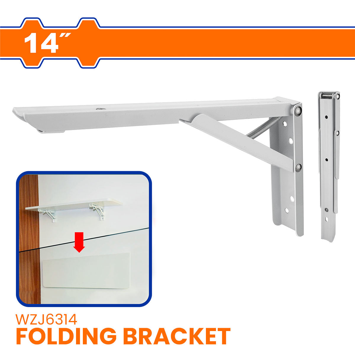BUILDMATE Wadfow 14" Folding Bracket w/ 8 Attachment Heavy Duty Wall-M ...