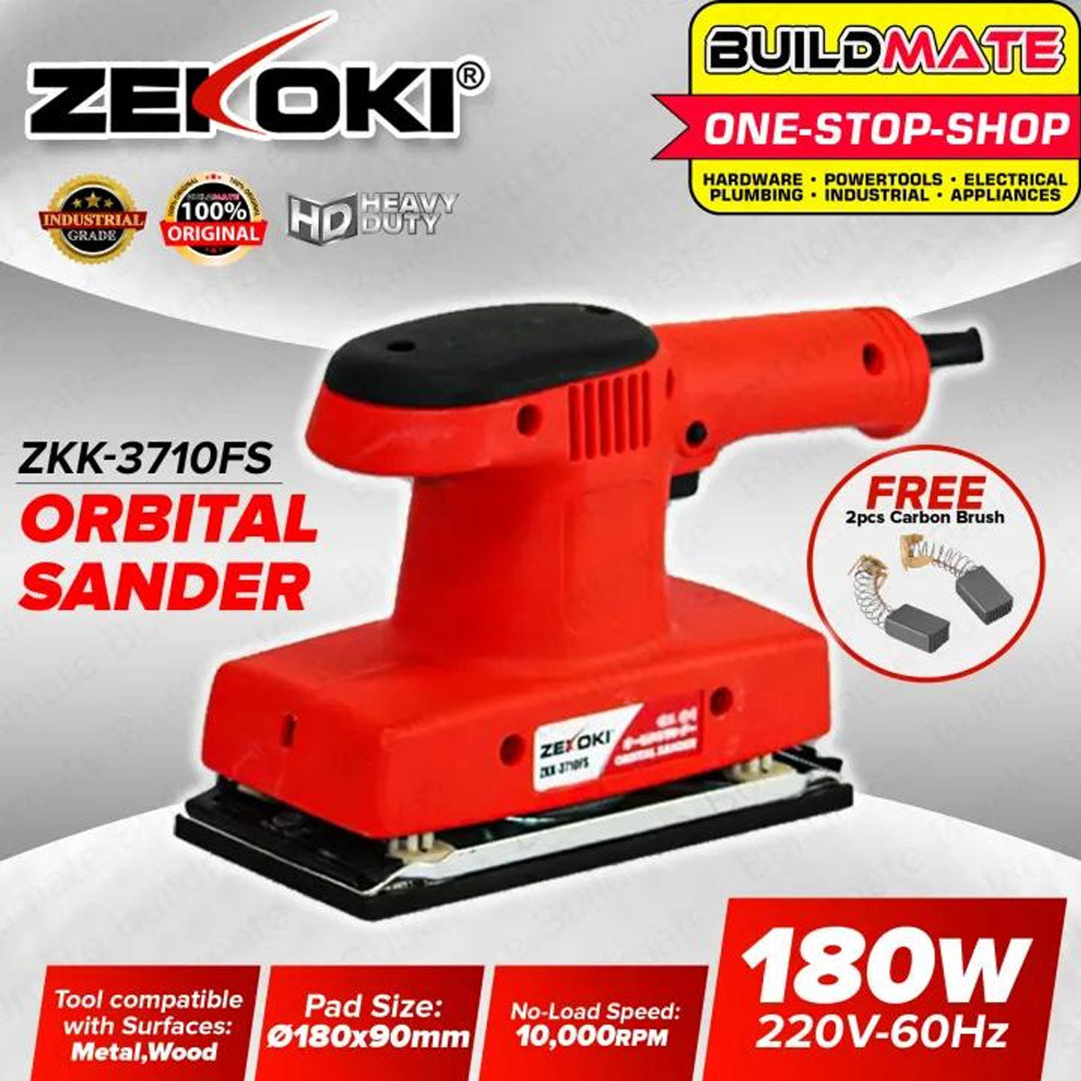 BUILDMATE Zekoki Orbital Sander 180W Electric Wood Finishing Palm Sand ...