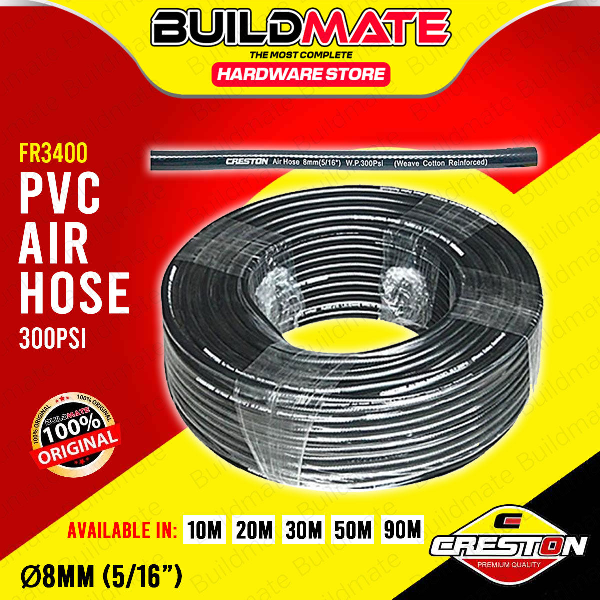 BUILDMATE Creston PVC Air Hose 300PSI Air Line Tubing Pneumatic Duct H ...