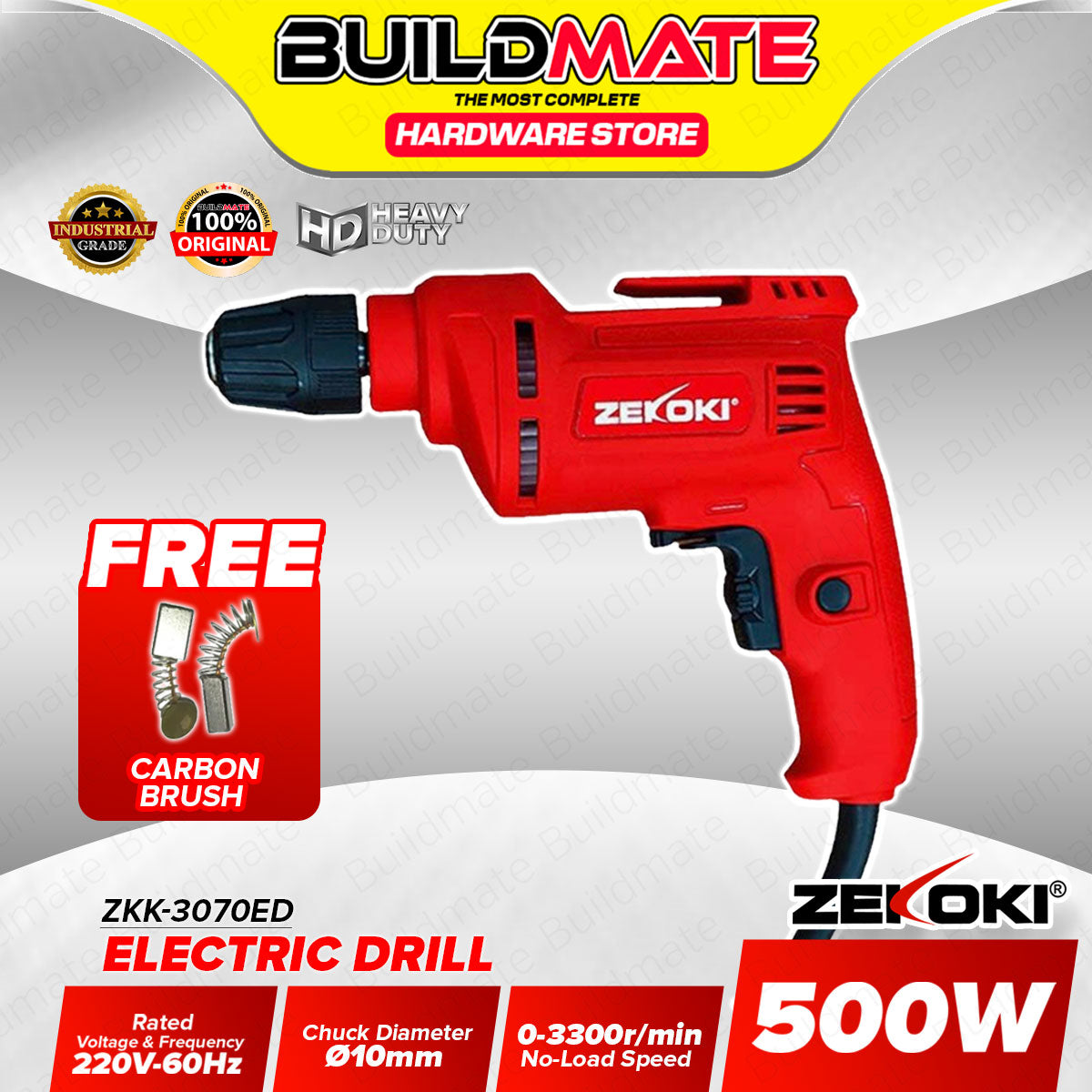 BUILDMATE Zekoki Electric Drill 500W Power Hand Drill For Wood Metal P ...
