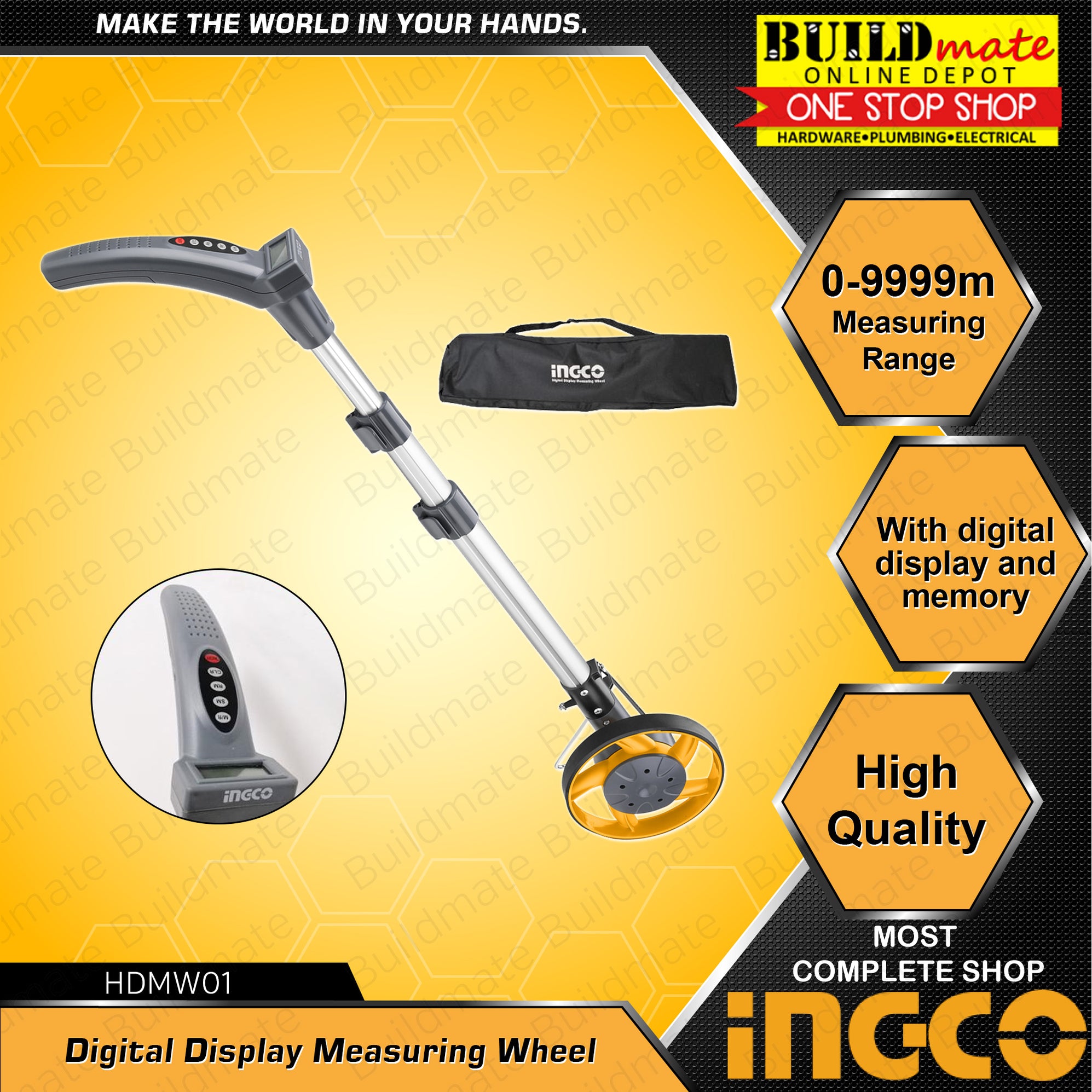 INGCO Digital Display Measuring Wheel With Stand Metric & Inch HDMW01 ...