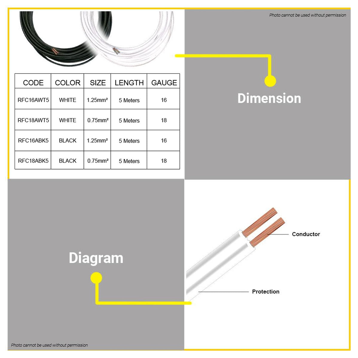 BUILDMATE Royu Flat Cord #16 AWG | 18 AWG 5METERS Electrical Cable Wir ...