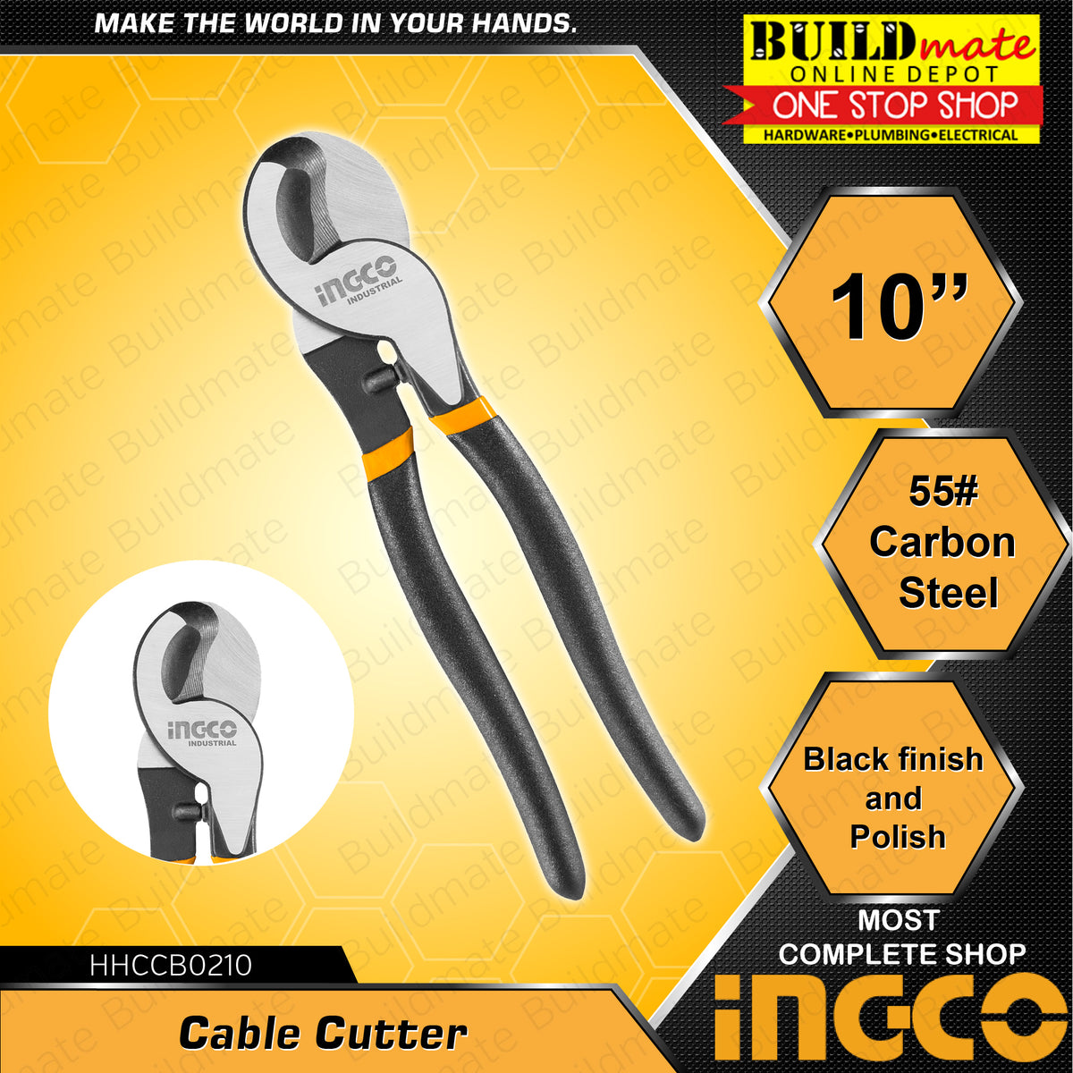 INGCO Heavy Duty Cable Cutter 10" (250mm) HHCCB0210 •BUILDMATE• IHT ...
