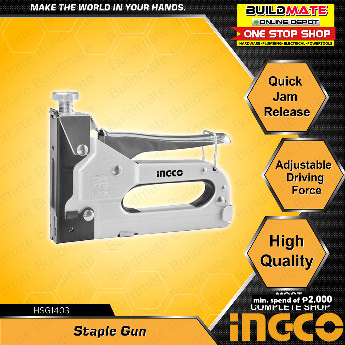 INGCO Staple Gun Tacker Upholstery HSG1403 •BUILDMATE• IHT — Buildmate
